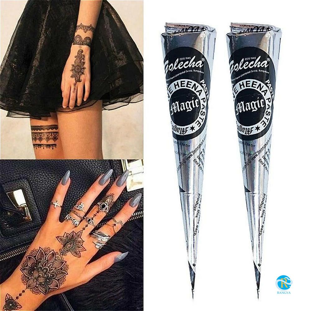 RANGYA 1pc Natural Indian Henna Tattoo Ink Black Mehndi Paste Cones ...