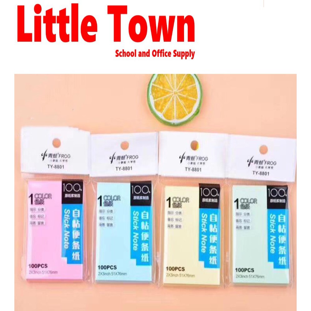 1 Pack Sticky Notes Size 2 X 3 Inches Random Color 100's | Shopee ...