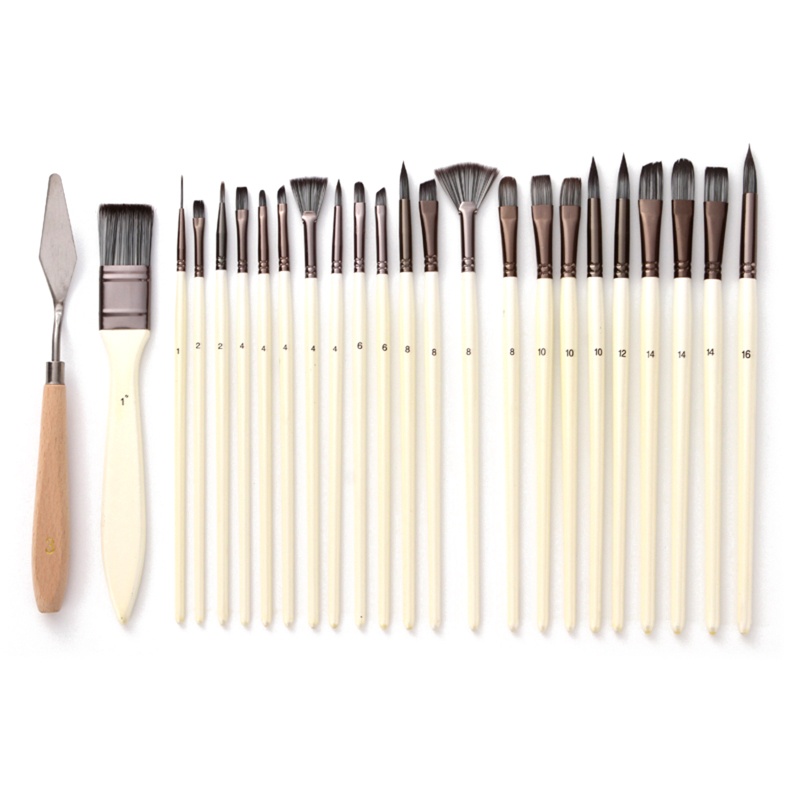 love* 24pcs Nylon Hair Wooden Handle Watercolor Paint Brushes Pen ...