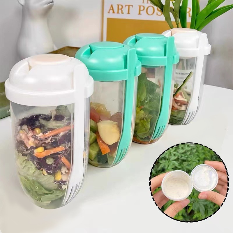 【HH】Portable Breakfast Salad Cup with Fork Lid Cereal Nut Yogurt ...