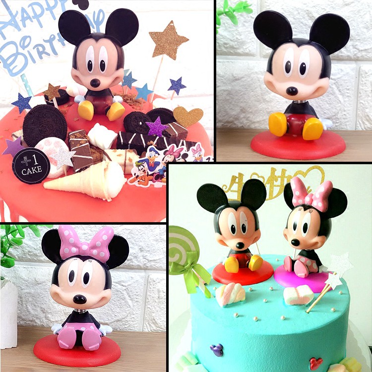 Shaking head Mickey Minnie Mouse Cake Topper Doll gift | Shopee Philippines
