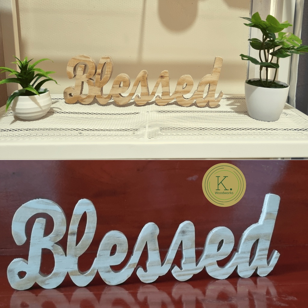 Home Decorations-Free standing wood sign-BLESSED | Shopee Philippines