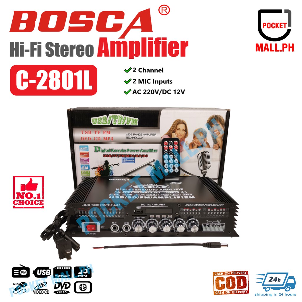 Bosca Digital Karaoke Power Amplifier with Two Mic Input and Bluetooth ...