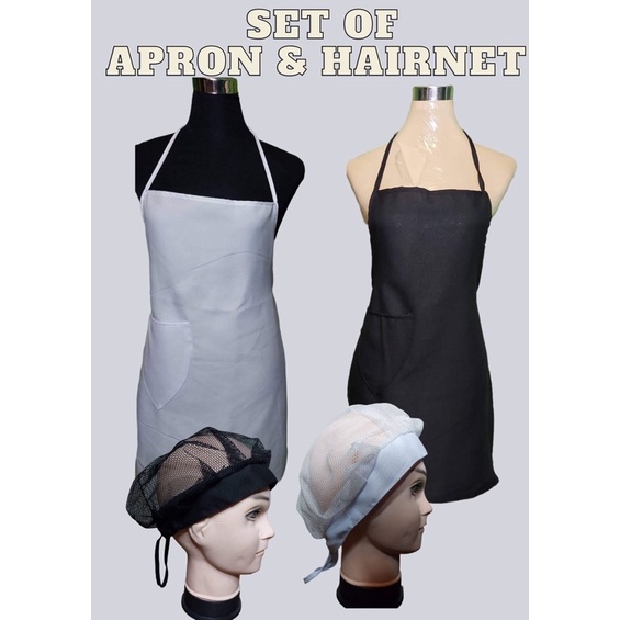 SET OF APRON AND ADJUSTABLE HAIRNET | Shopee Philippines