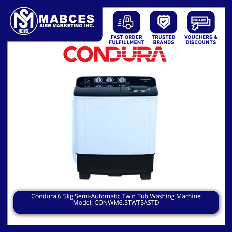 Condura 6.5kg Semi-Automatic Twin Tub Washing Machine CONWM6.5TWTSASTD ...