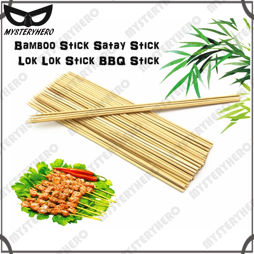 MysteryHero 90pcs Bamboo Stick Skewer Satay Stick Wood Sticks Barbecue ...