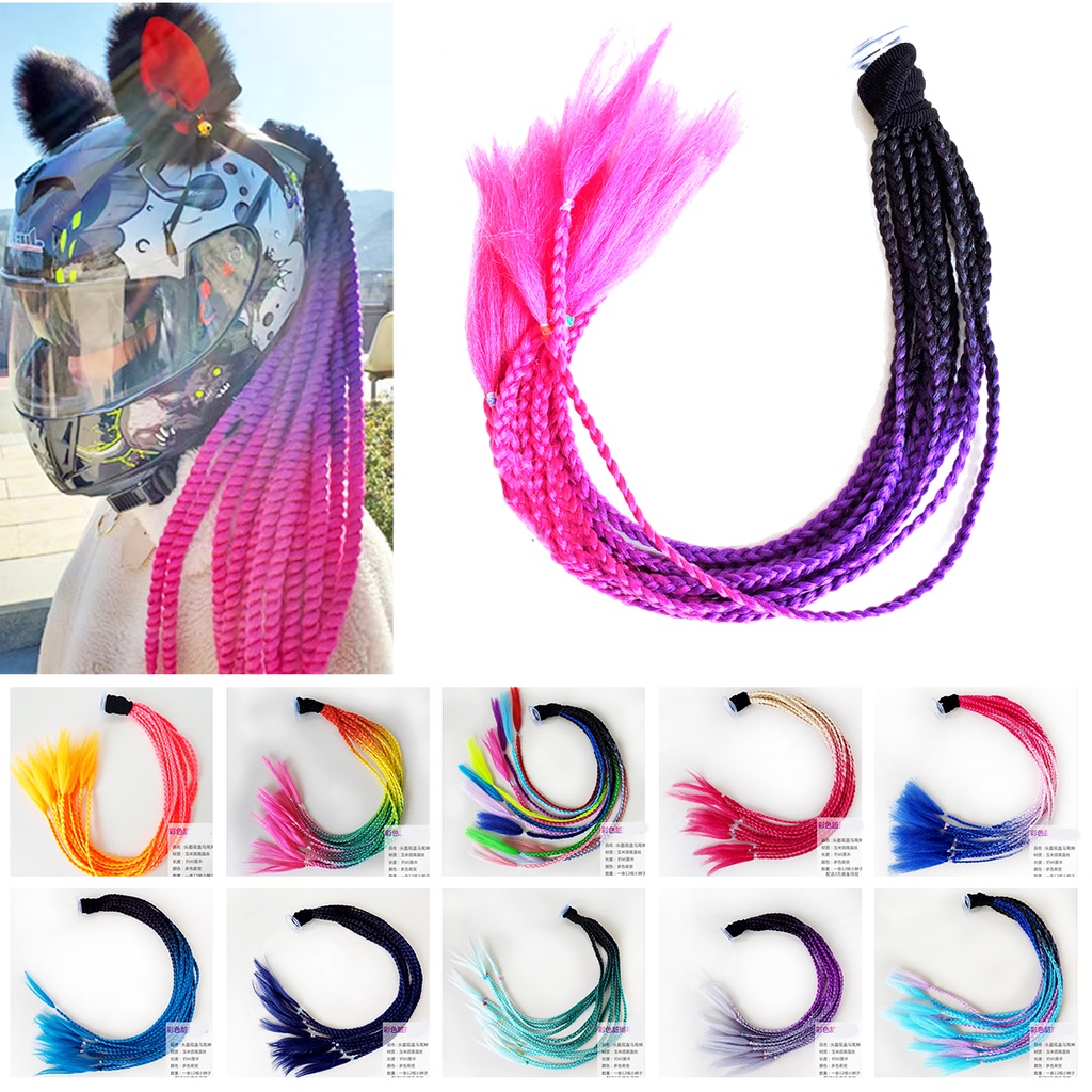 Helmet Braids Braiding Decoration Ponytails Gradient with Suction Cup ...