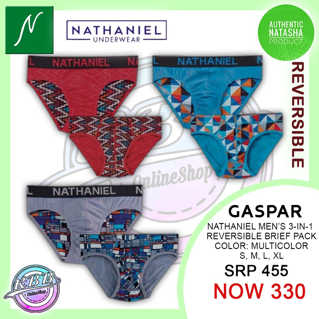 Natasha Nathaniel Gaspar Men's 3-IN-1 Reversible Brief Pack | Shopee ...