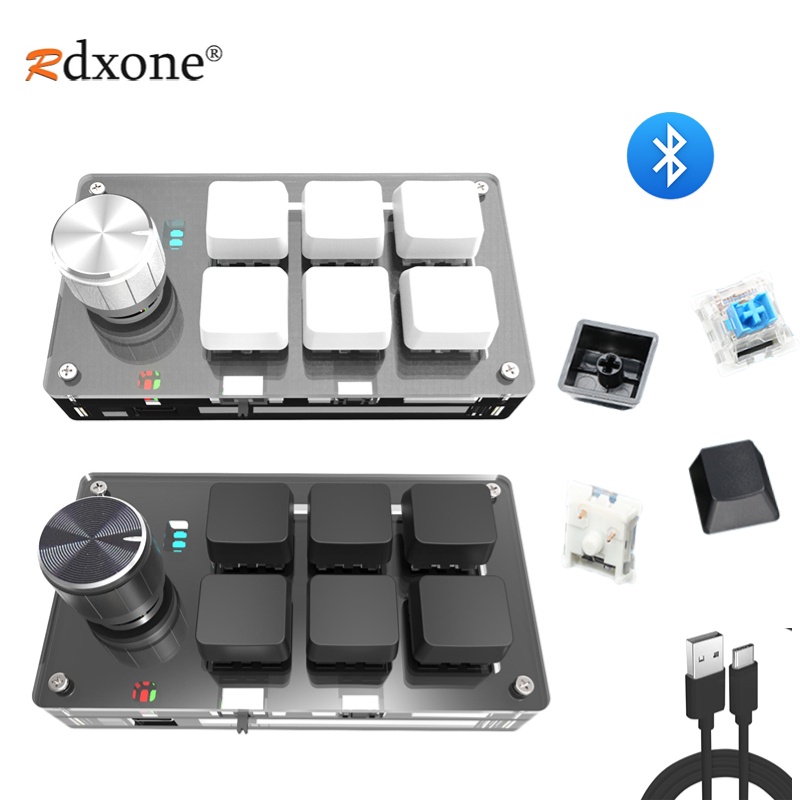 Rdxone USB Macro Custom Mini Keyboard 6 Keys 1 Knob Programming DIY Mechanical Keyboard Gaming ...