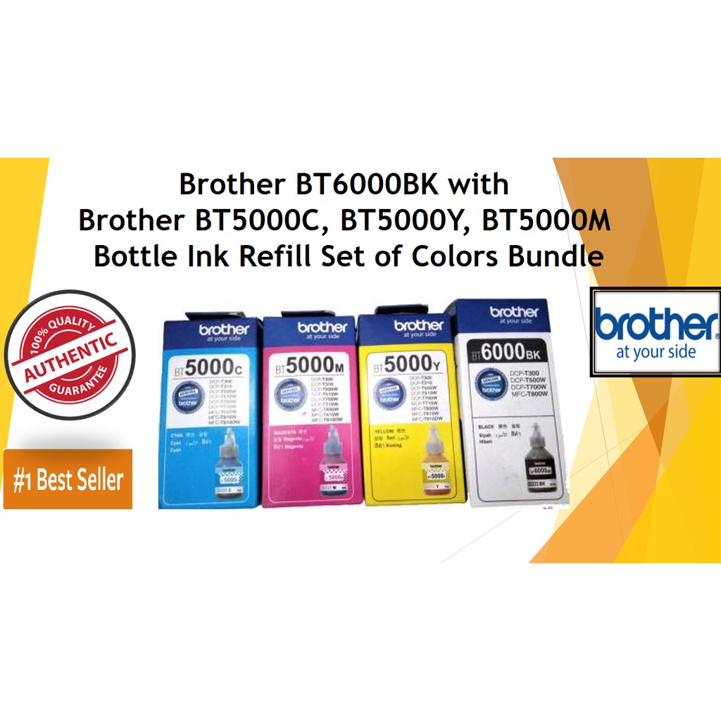 Brother BT 6000 with BT 5000 Genuine Ink Bottle Set of 4 Black Cyan ...