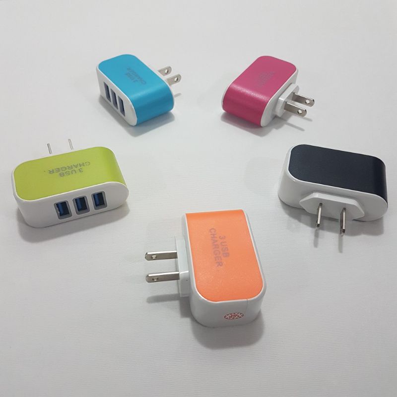 USB adaptor socket triple port wall adaptor travel charger 3 port ...