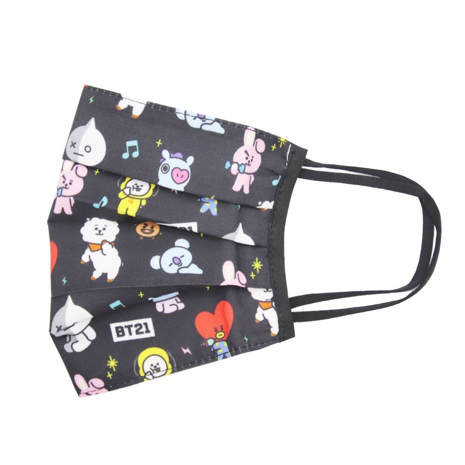 BT21 PLEATED FASHION FACE MASK BLACK | Shopee Philippines