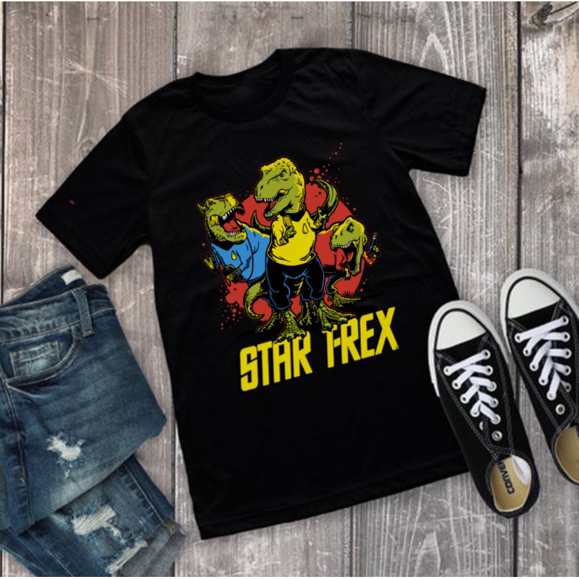 Round R1 Star T-Rex Star Trek Dinosaur Tv Movie Fan Art Parody T-Shirt ...