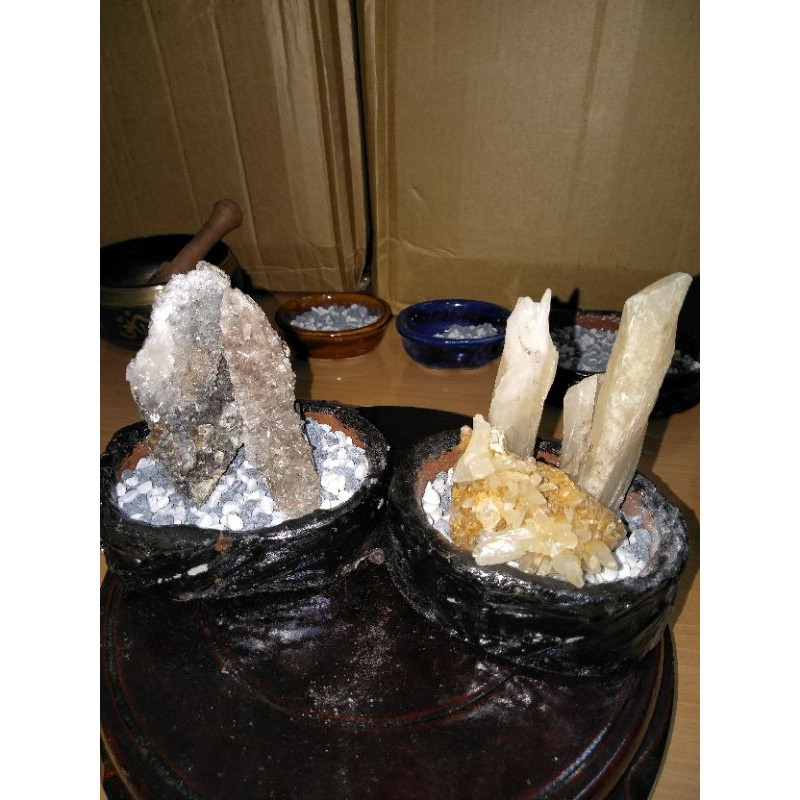 Natural Active Crystal Ornaments Double Pair Pair+Two Bases+Two Gravels ...