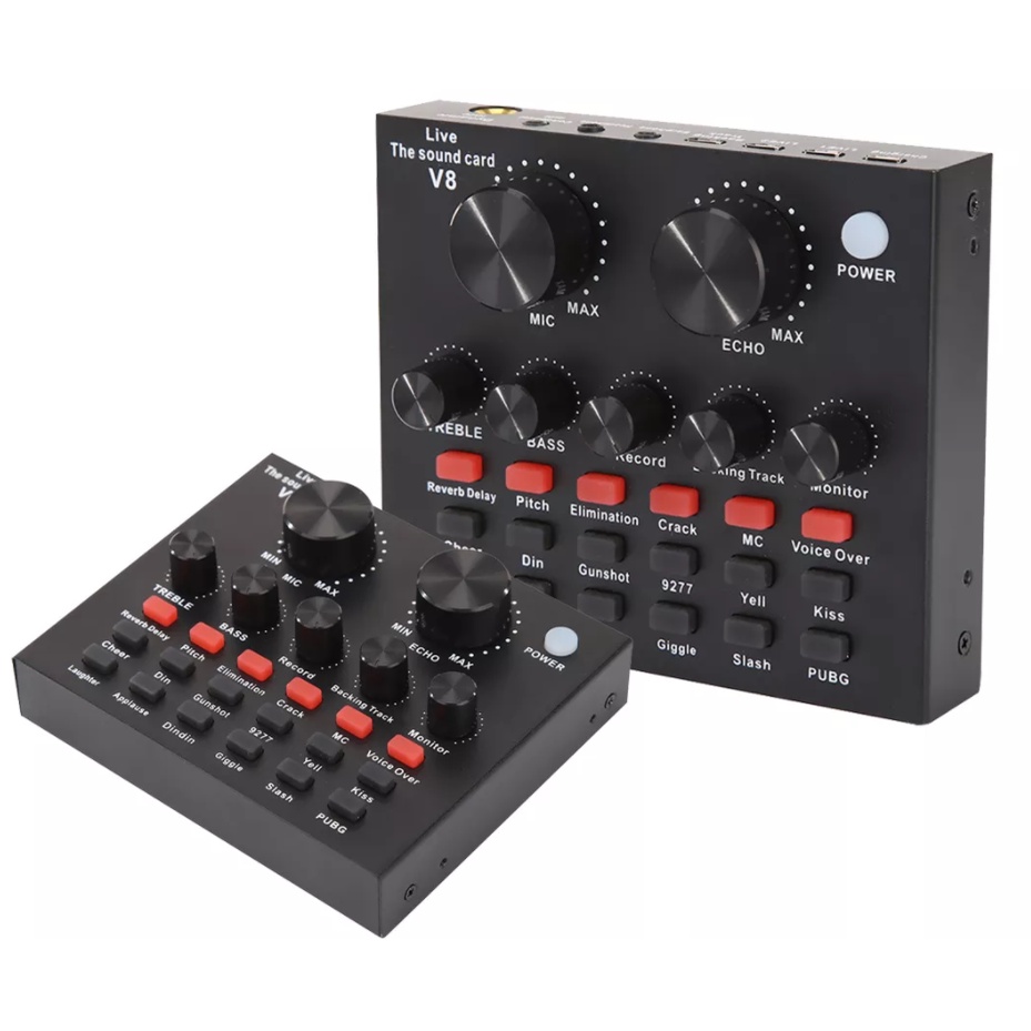 V8 Sound Card Audio Auto Tune Karaoke Microphone Live Broadcast Sound ...