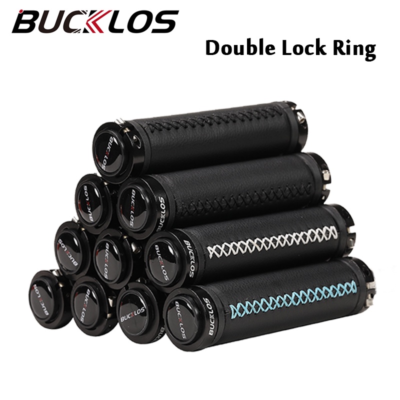 BUCKLOS MTB Grips Leather Bicycle Handlebar Grips Double Lock on ...
