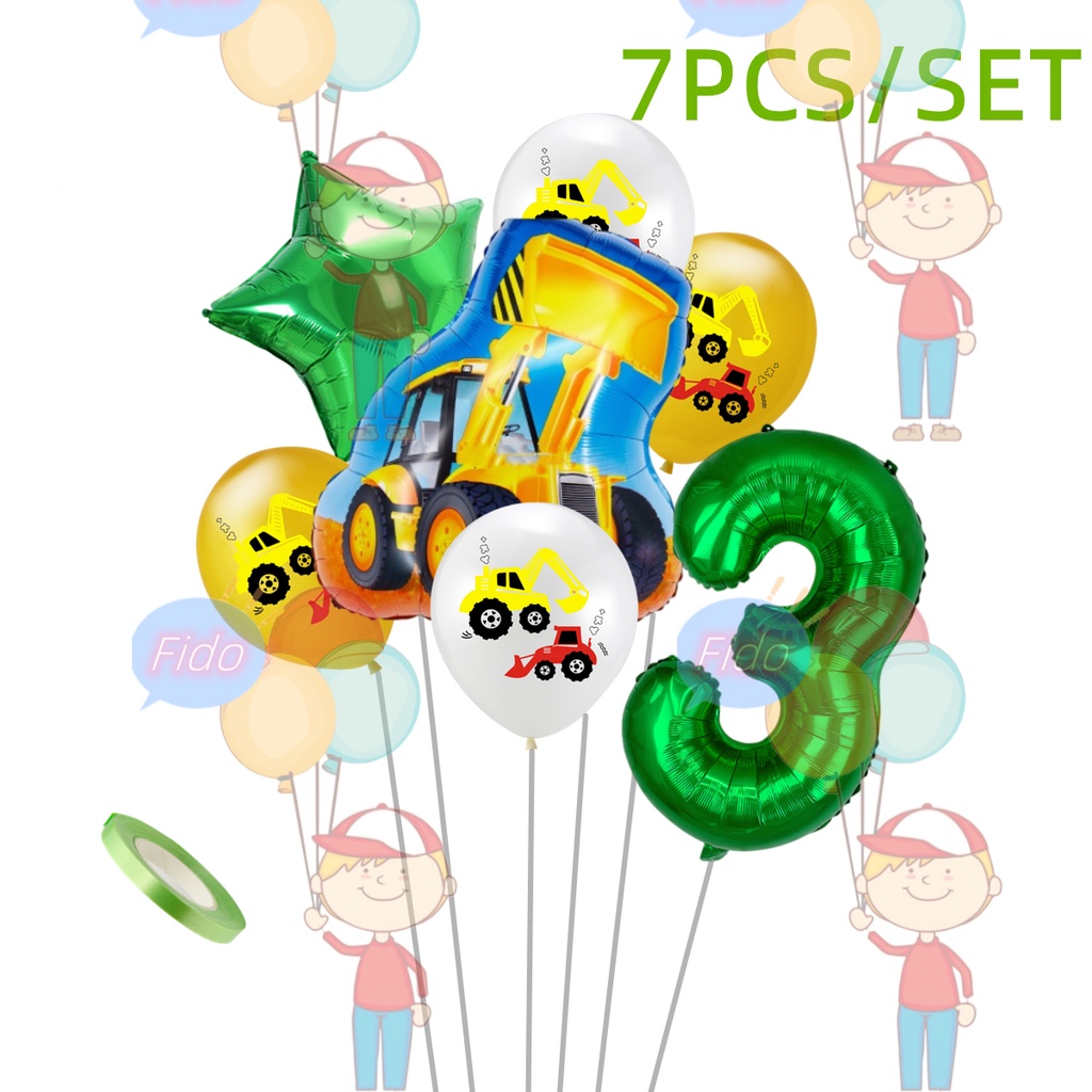 7pcs/set Construction Latex Balloons Party Decorations Engineering ...