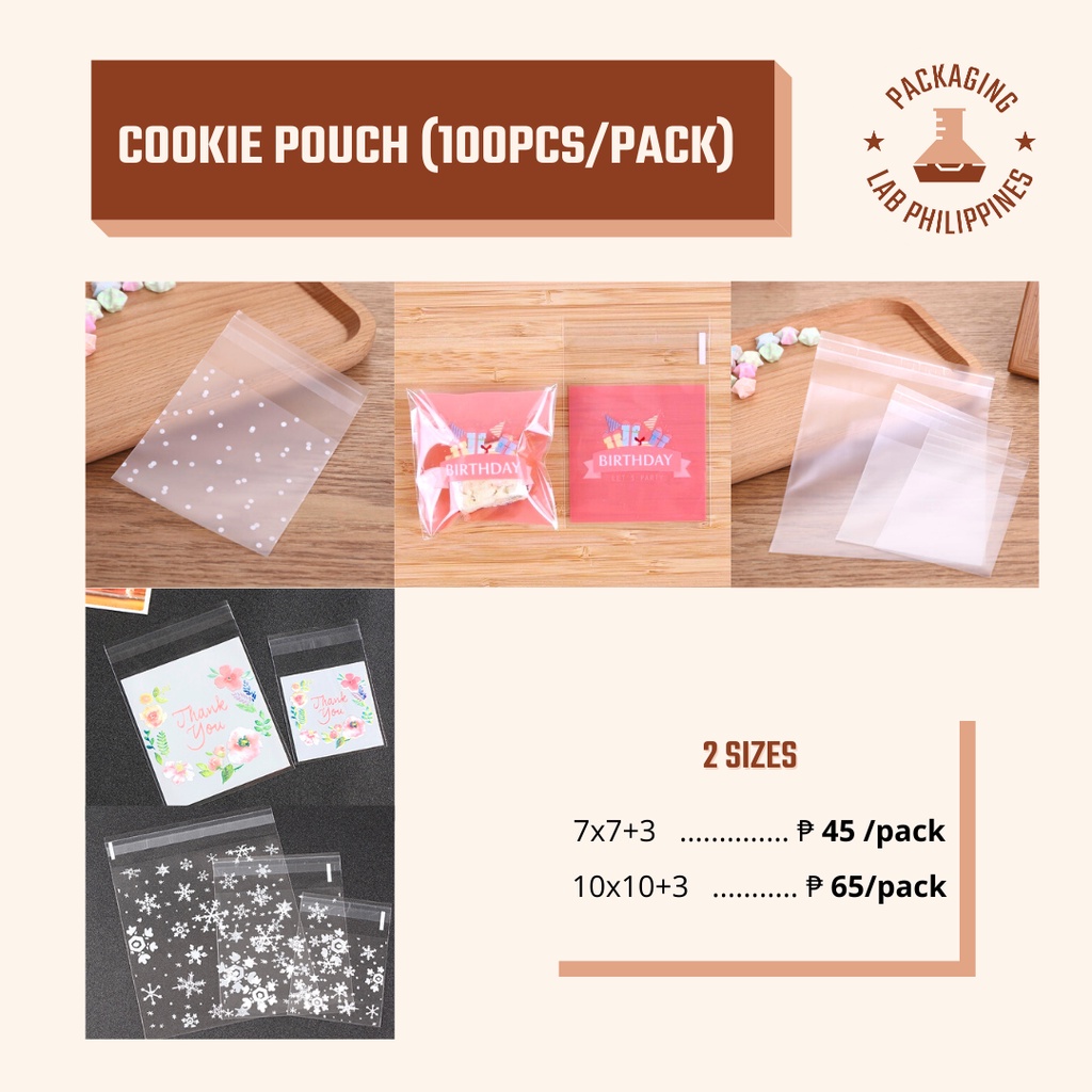 [100pcs] Self-Adhesive Resealable Cookie Pouch OPP Plastic Transparent ...