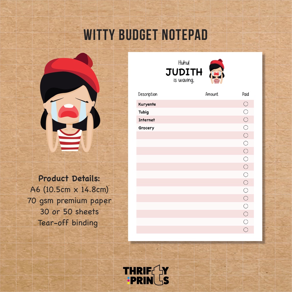 Witty Budget Notepad - Judith is waving | Shopee Philippines
