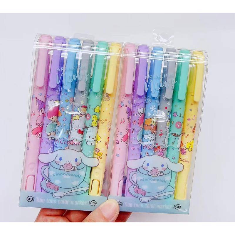 6Pcs/Pack Sanrio Mymelody Kuromi Cinnamoroll Pompom Purin Double Headed ...