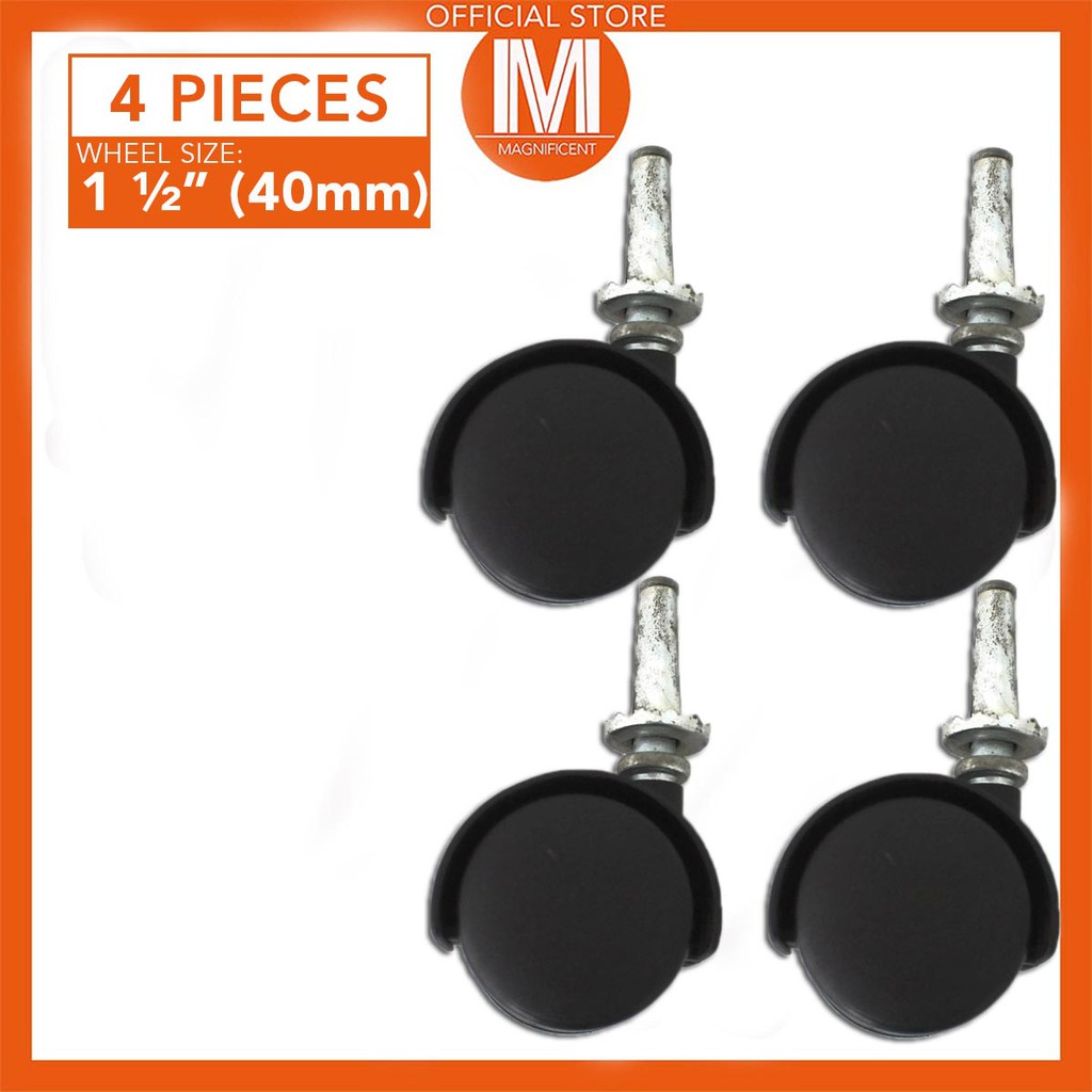 Socket Type Black Swivel Twin Wheel Casters (4 Pieces) | Shopee Philippines