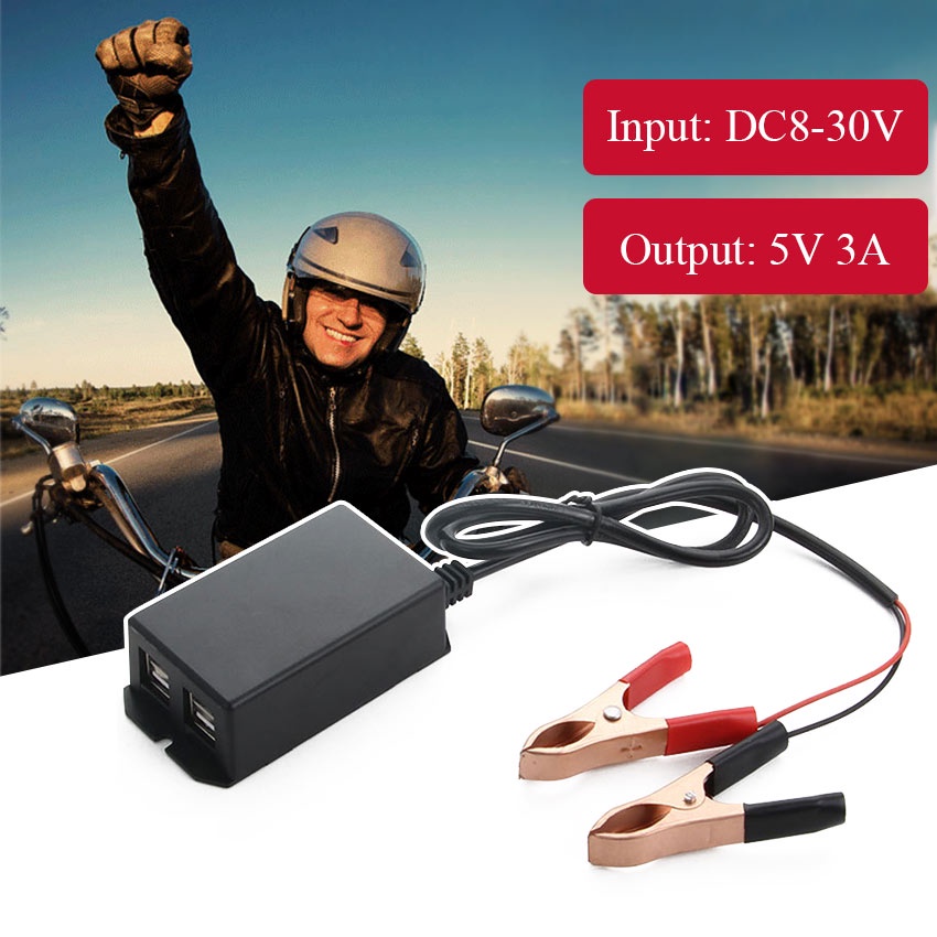Motorcycle 12v24v USB Clip Charger 5V-3A Car Battery Charger 1 for 4 ...
