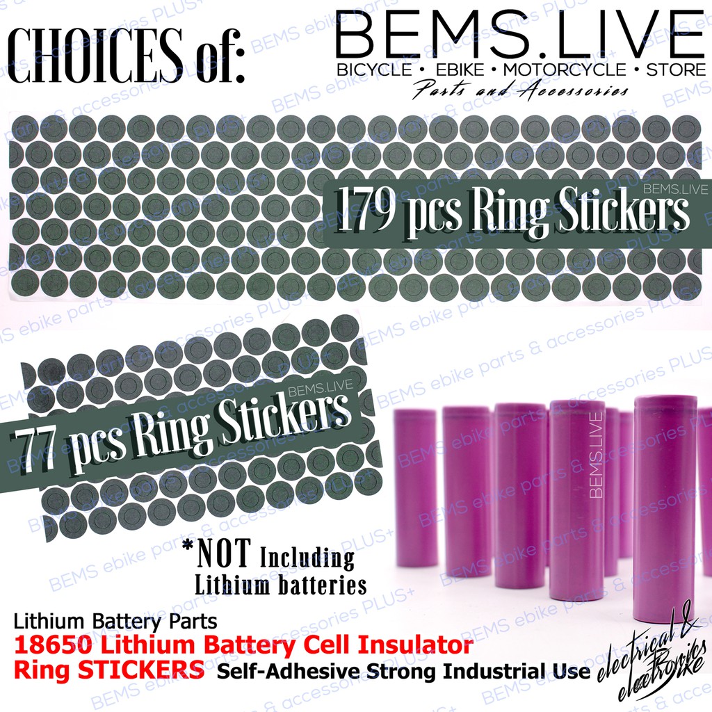 BEMS 18650 Lithium Battery Cell Insulator Ring STICKERS 77pcs or 179pcs ...