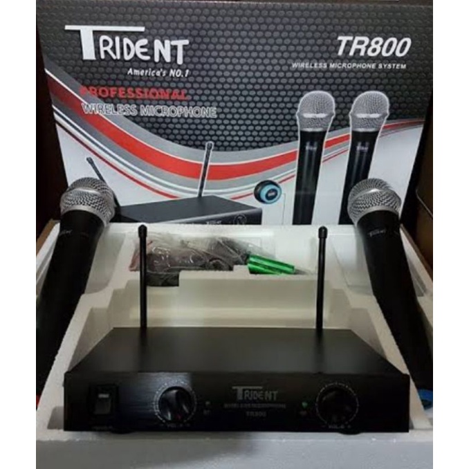 TRIDENT TR-800 PROFESSIONAL UHF DUAL WIRELESS MICROPHONE | Shopee ...