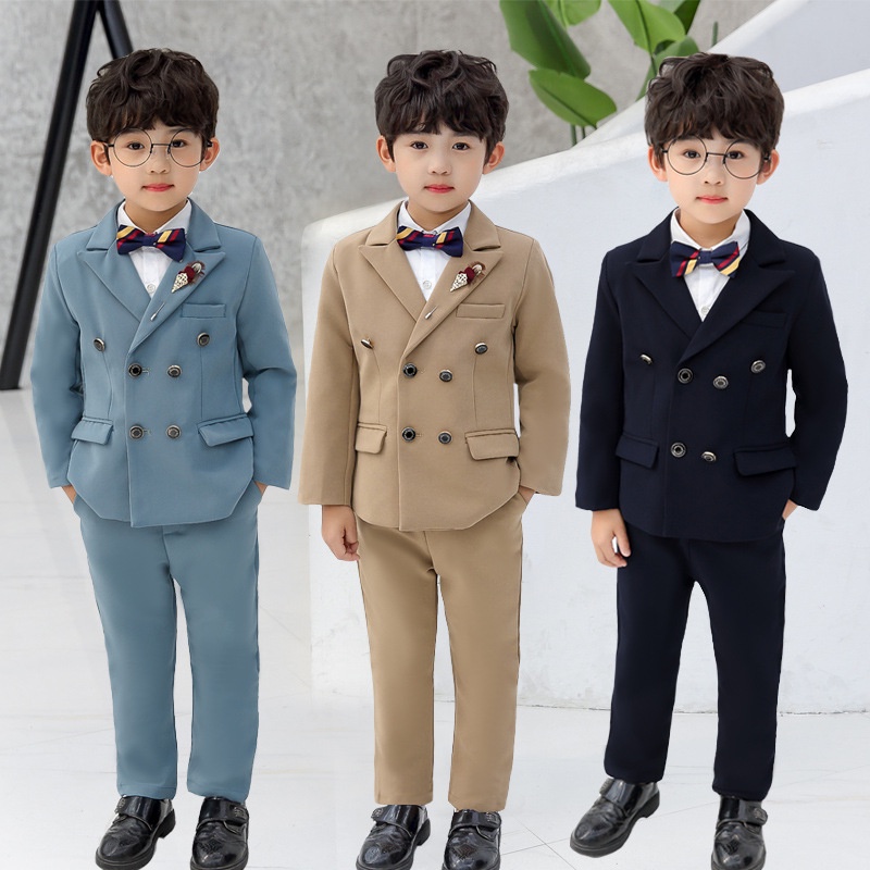 Boys Baby Formal Suit Coat Long Sleeve Pants Solid Tuxedo Outfit ...