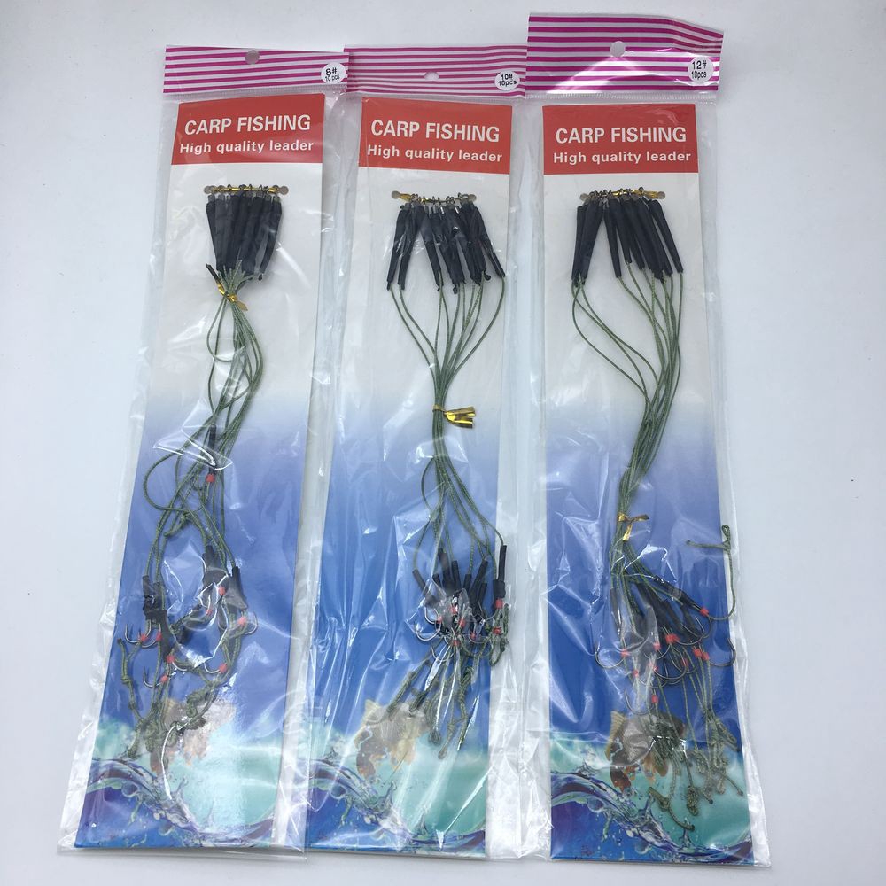 Rompin 10Pcs/bag Carp Fishing Hook Link Braided Line Hair Rigs Hand ...