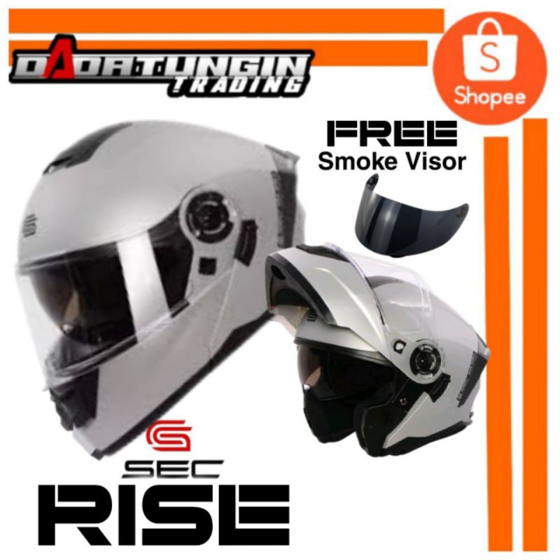 SEC Rise Modular Dual Visor Helmet w/ Free Smoke Visor | Shopee Philippines