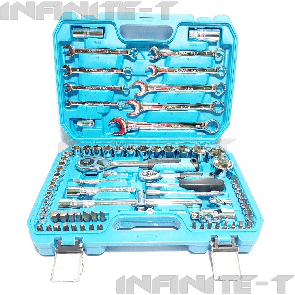Flyman Socket Wrench Set 1/4 & 1/2" Drive 82 Pcs. 6 Point | Shopee ...