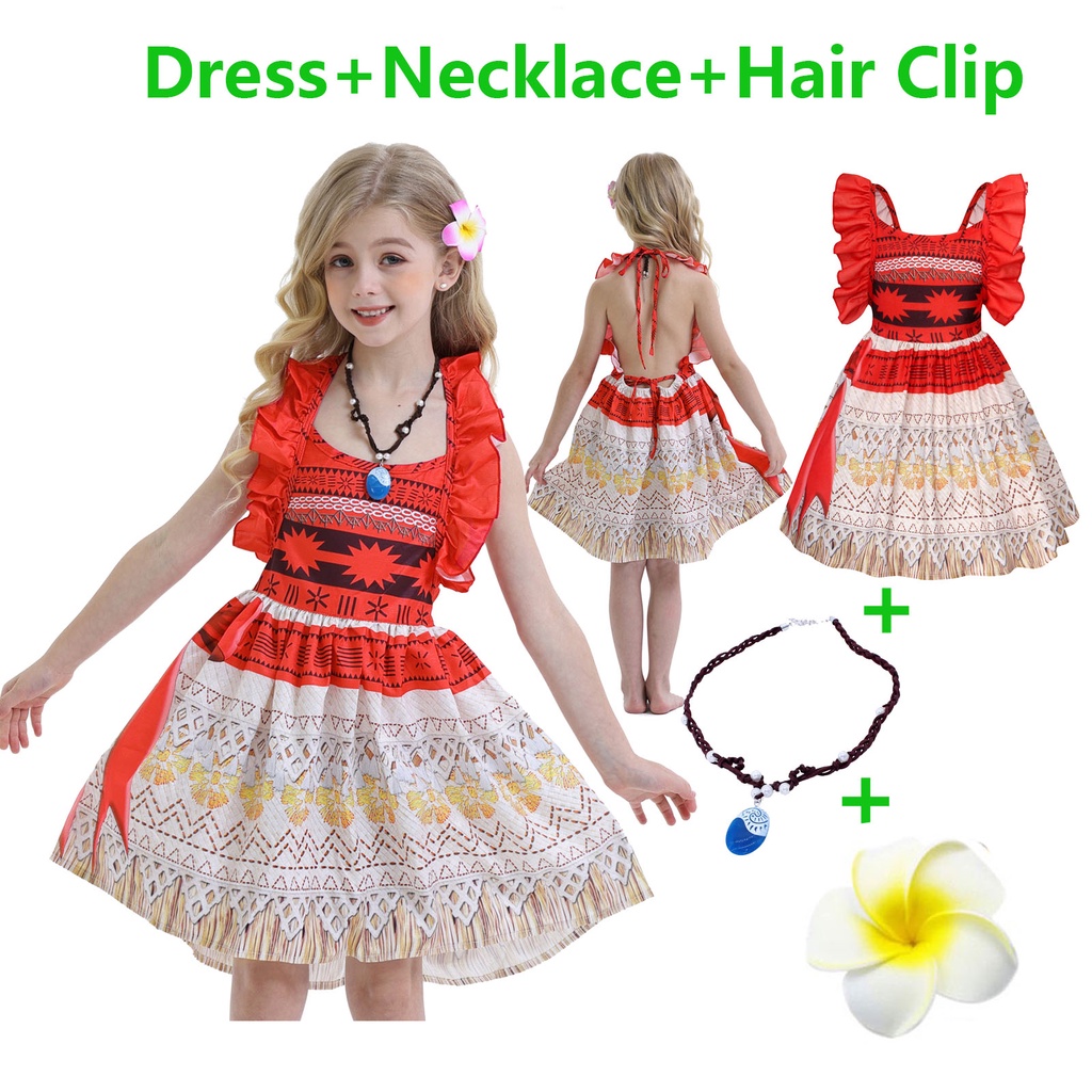 3pcs Set Moana Dress for Kids Moana Costume Kids Girl Birthday Moana ...