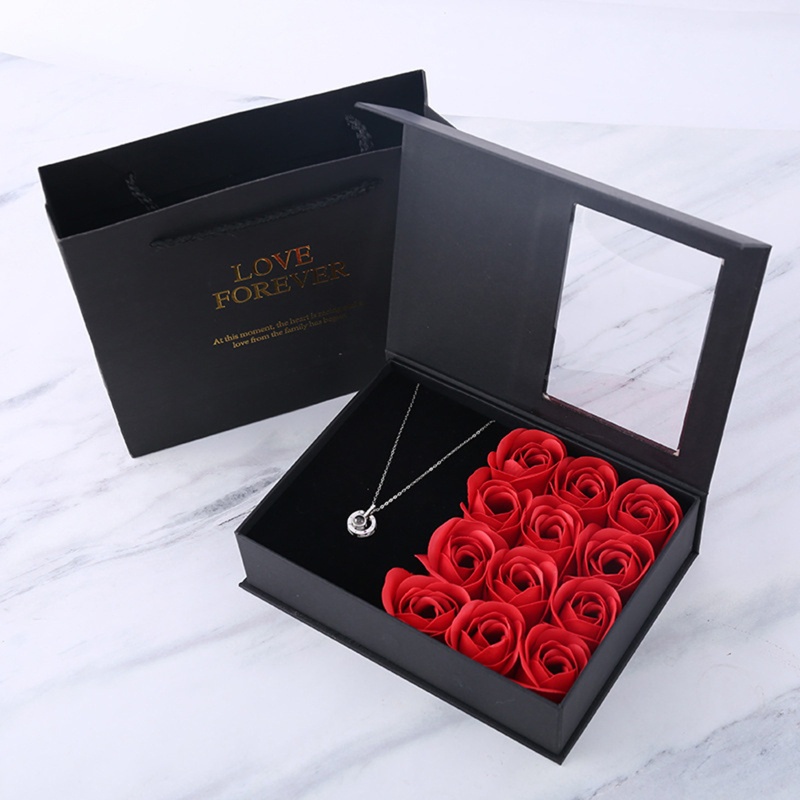 Jewelry Packing Box with Rose Packing Bag Women Birthday Party ...