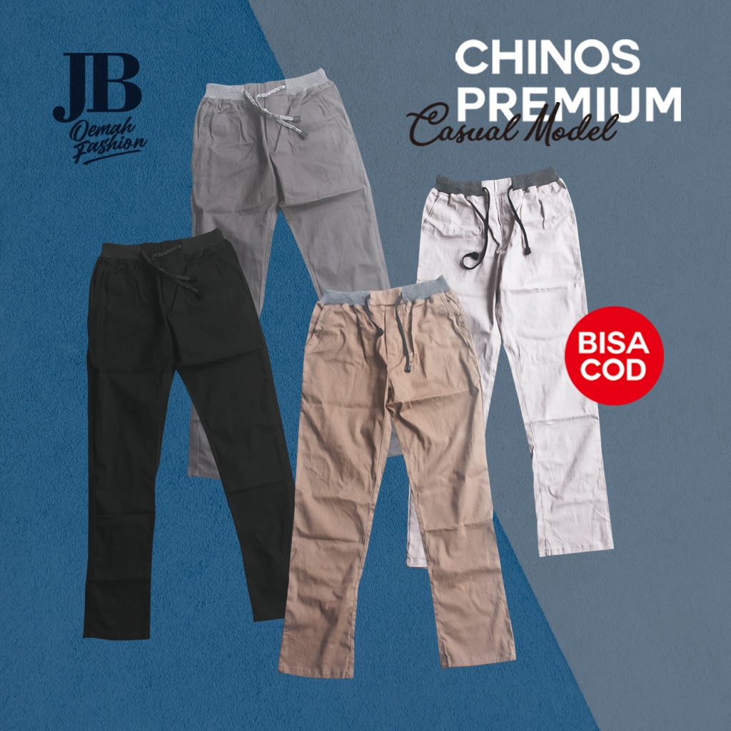 Chinos Pants Guys Long Rubber Waist RIP Color (Stretchy Material ...