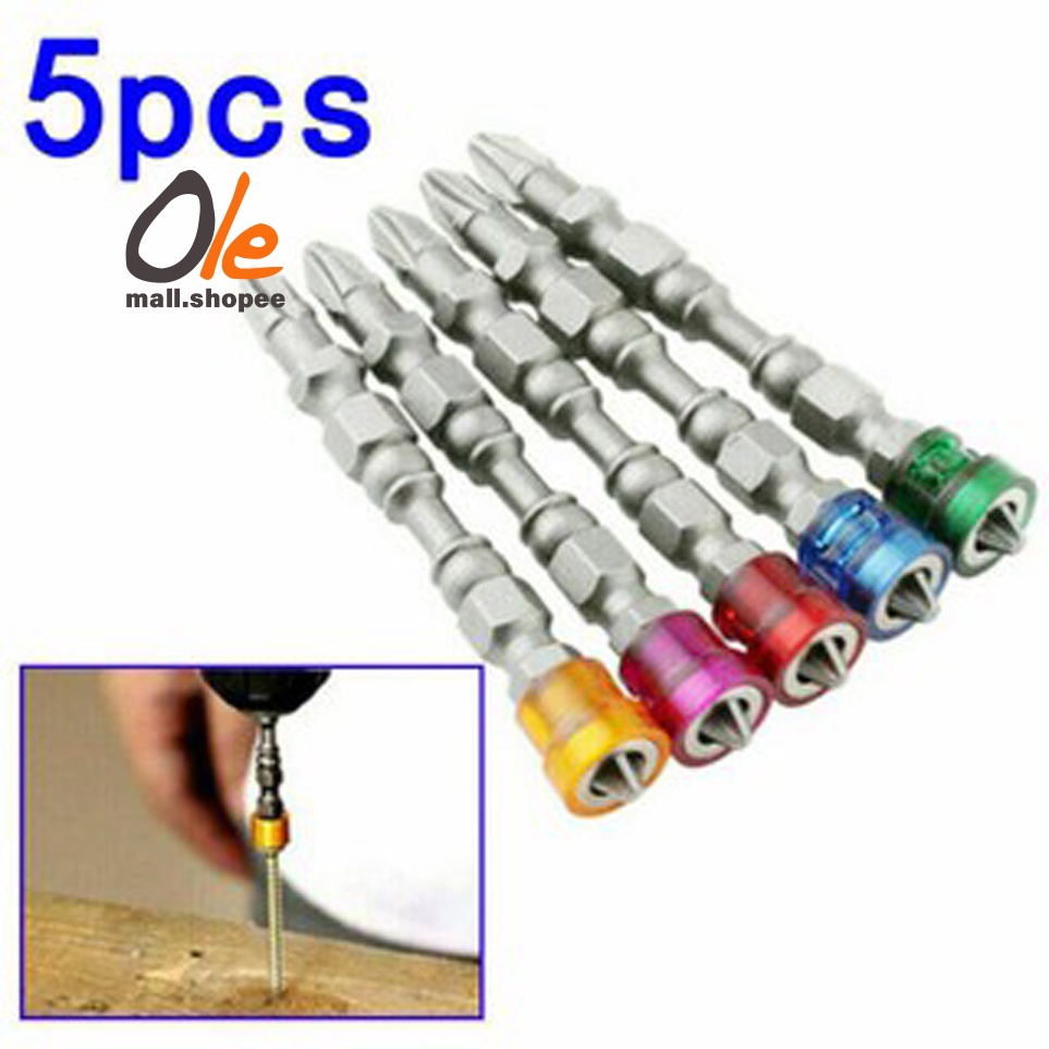 5pcs Double Head Magnetic Screwdriver Bit Anti-Slip Hex S2 PH2 Electric ...