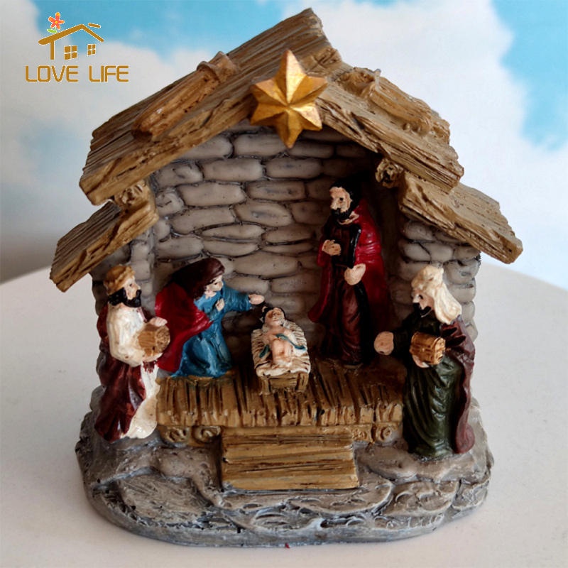 [whfashion] Holy Family Nativity Figurines Easter Manger Miniatures Set ...