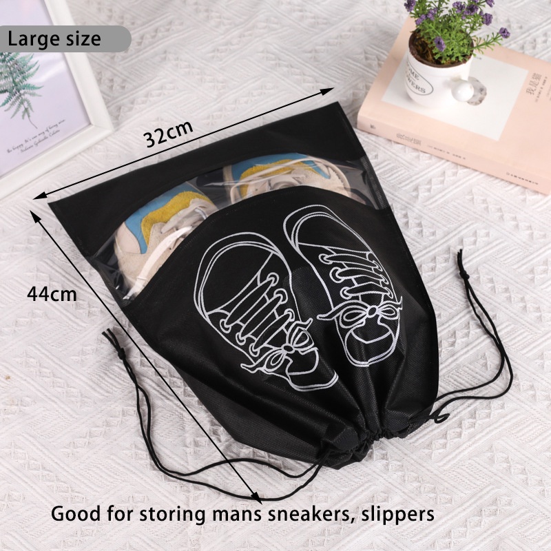 With Transparent Slot Waterproof Dustproof Drawstring Shoes travel bag ...
