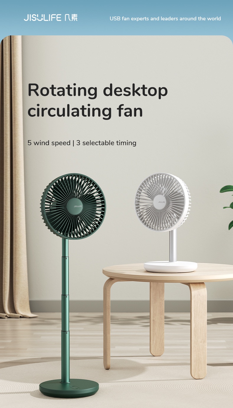 JISULIFE Table Fan Life7 Rechargeable Table Fan 8000mAh Battery Strong ...