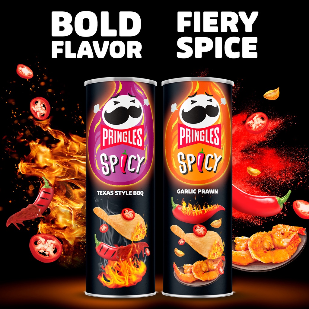 Pringles Potato Chips Assorted New Flavour - Spicy Garlic Prawn / Spicy ...