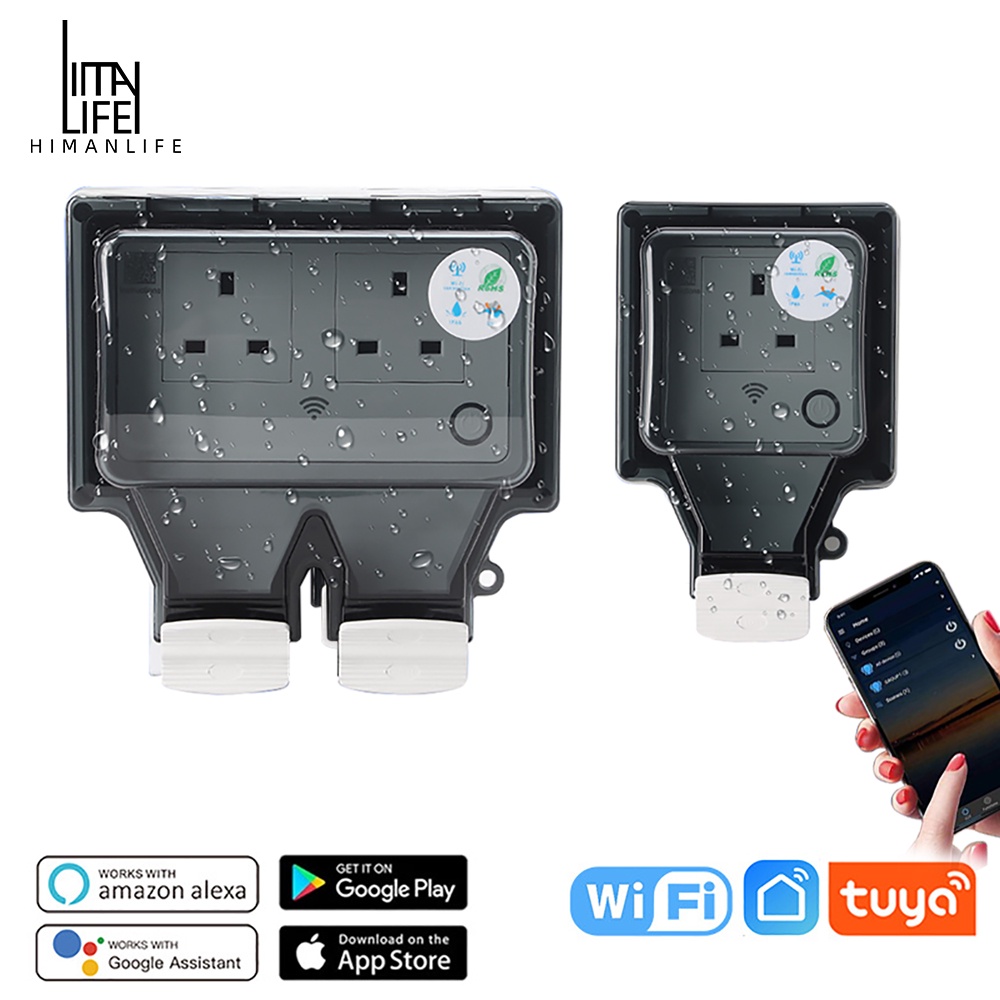 Tuya Wifi Wall Electrical Sockets Ip66 Waterproof Power Socket With ...
