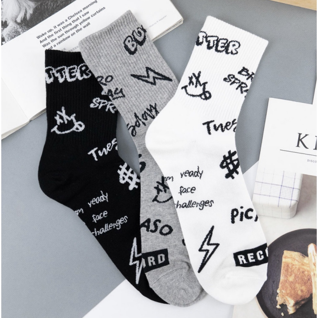 Korean Socks - Statement Butter BTS Socks Read to face Challenge Socks ...