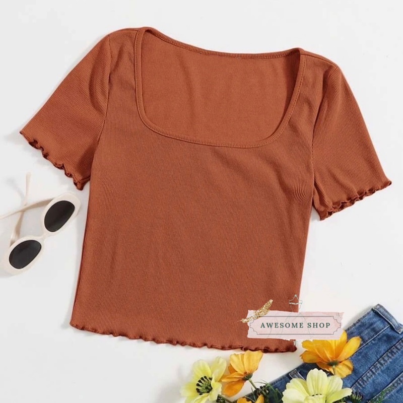 Awesome PLUS SIZE Square Neck Basic Top 31110# | Shopee Philippines