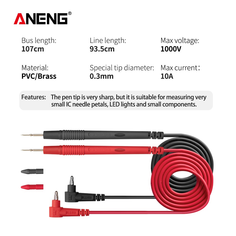 Aneng Pt1010 1000V 20A Multimeter Needle Point Probe Test Leads Pin Tip ...