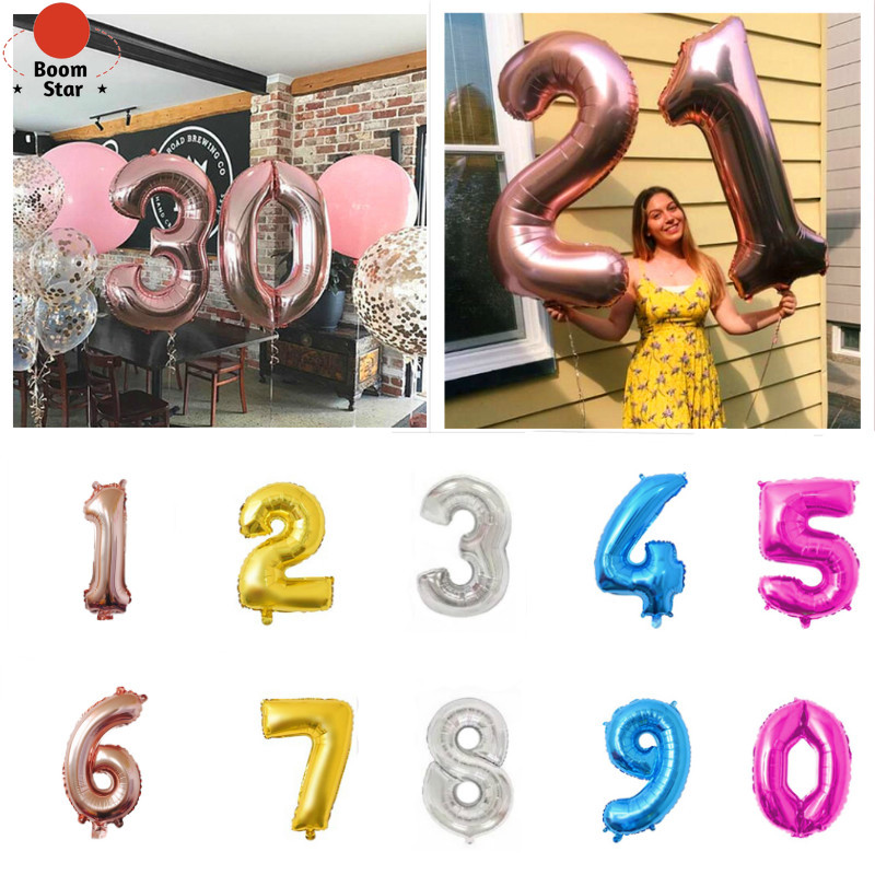 32 Inch Number Balloons Rose Gold Aluminum Foil Balloon Wedding Happy ...