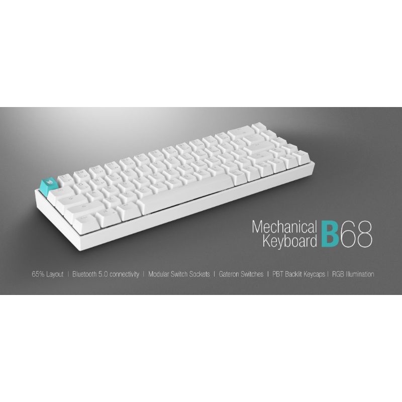TECWARE B68 WIRELESS 87 KEYS GATERON MECHANICAL KEYBOARD (WHITE ...