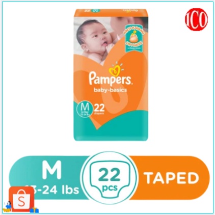 Pampers Baby Basic Diaper Medium 22's (comfort dry) | Shopee Philippines