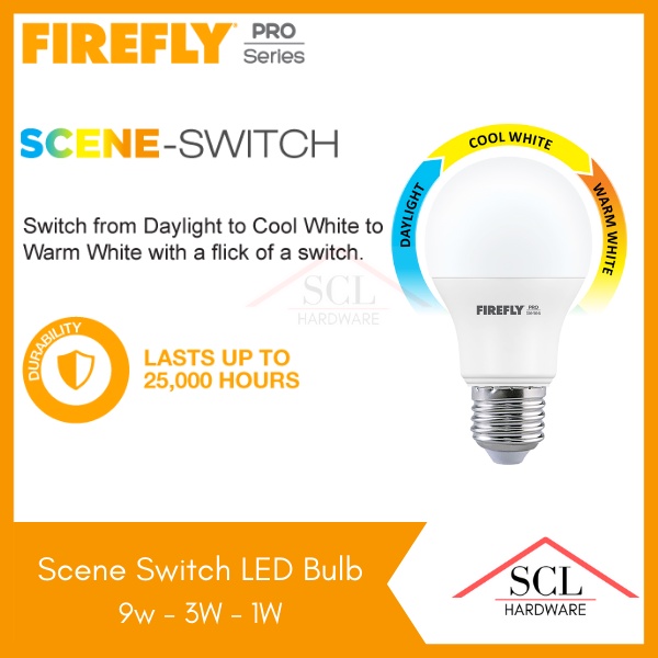 FIREFLY PRO Series LED bulb Scene Switch (Tri-Color) 9w | Shopee ...