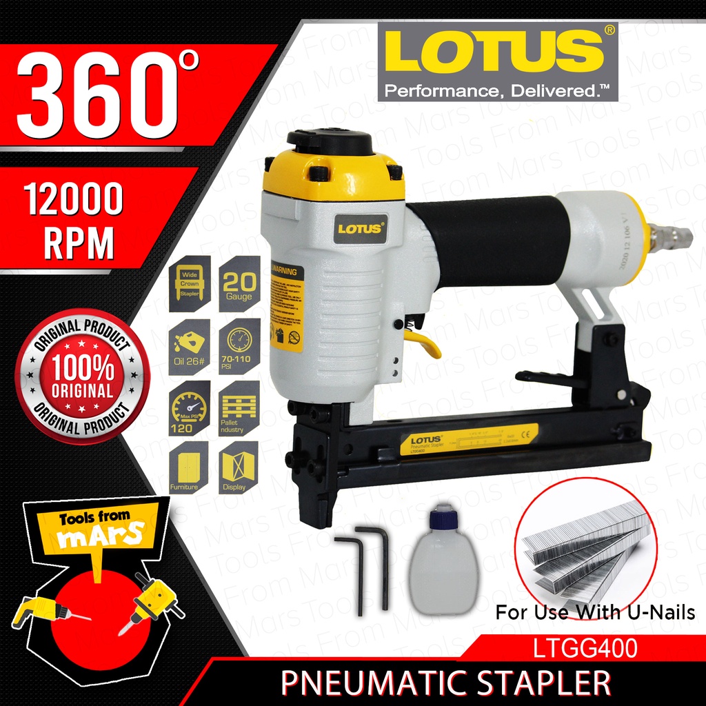 LOTUS Pneumatic Stapler Nail Gun LTGG400 •TOOLS FROM MARS• | Shopee ...