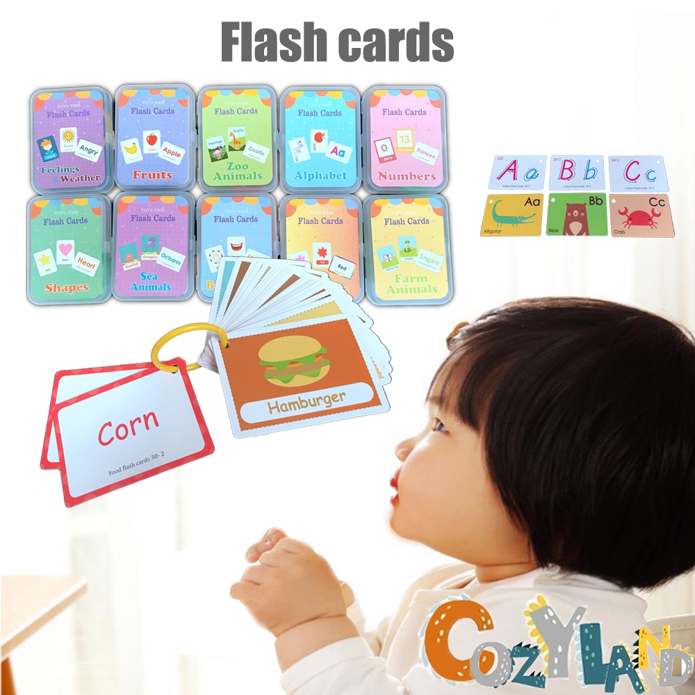 Cozyland montessori toys Preschool flash cards educational English ...